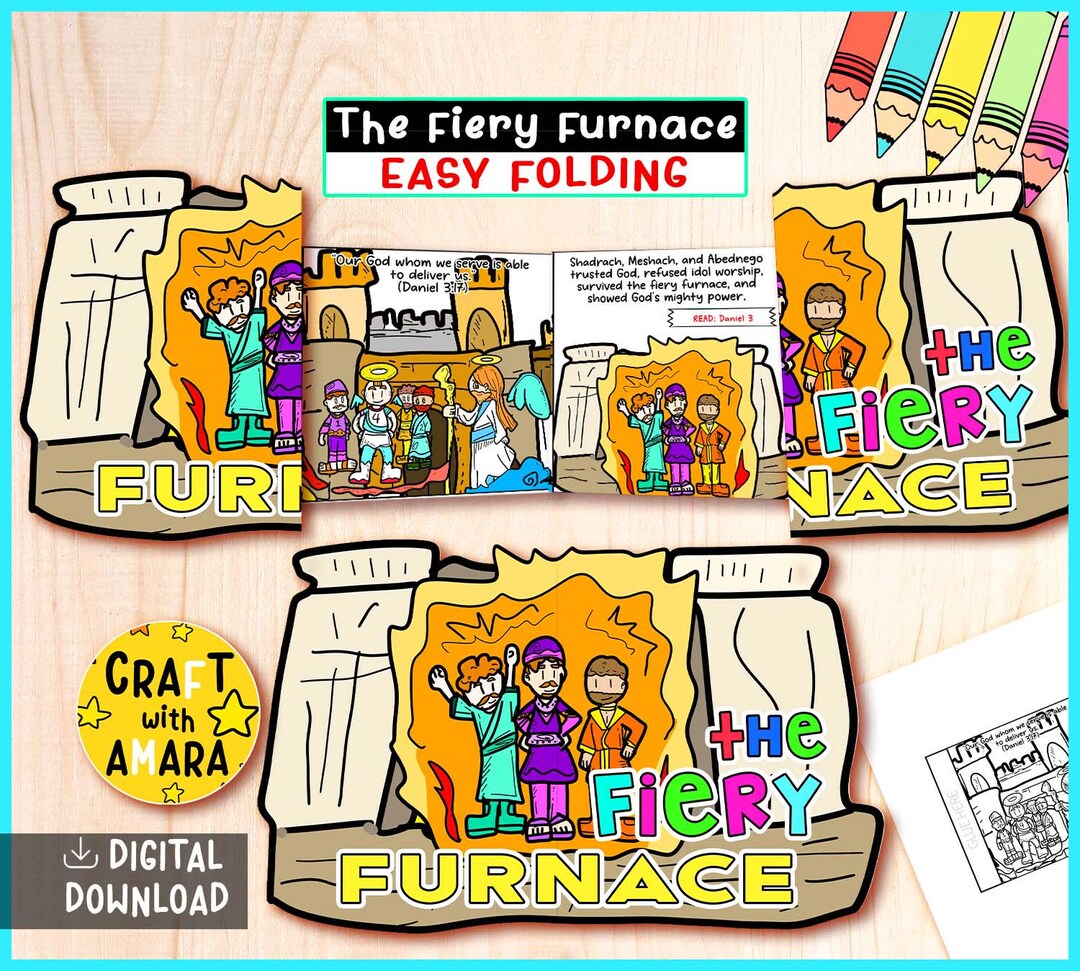 Shadrach Meshach and Abednego (the Fiery Furnace) Easy Coloring Folding ...