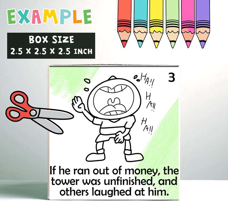 Parable About Counting the Cost Coloring Cube Bible Craft: Memory Games ...