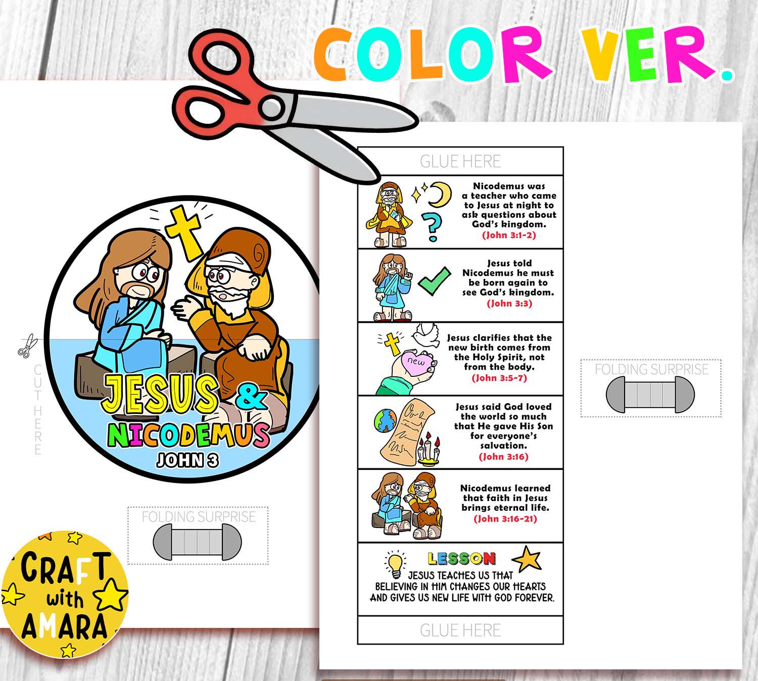 Jesus and Nicodemus Folding Surprise Bible Craft: Children Ministry ...