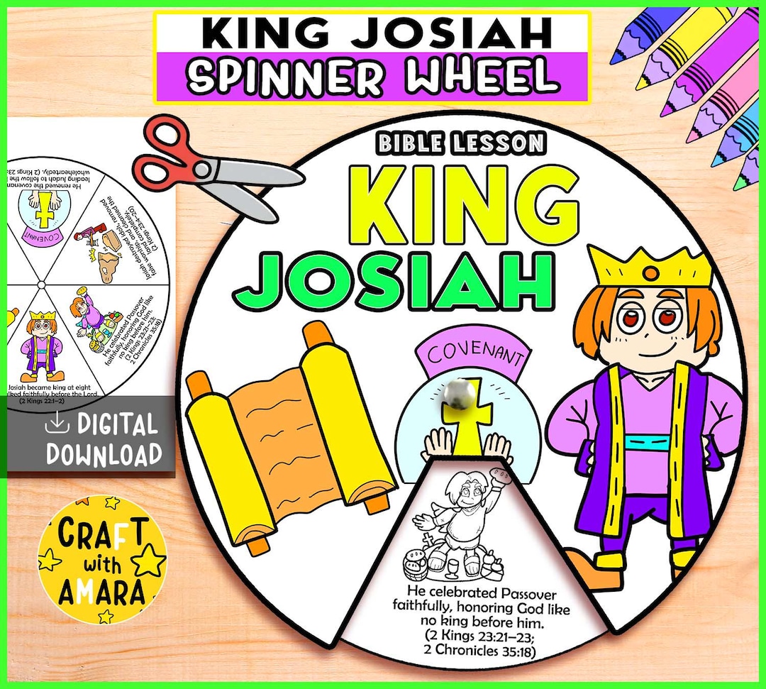 King Josiah Spinner Coloring Wheel: Bible Story Lesson Activity for ...