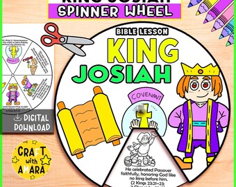 King Josiah Spinner Coloring Wheel: Bible Story Lesson Activity for ...