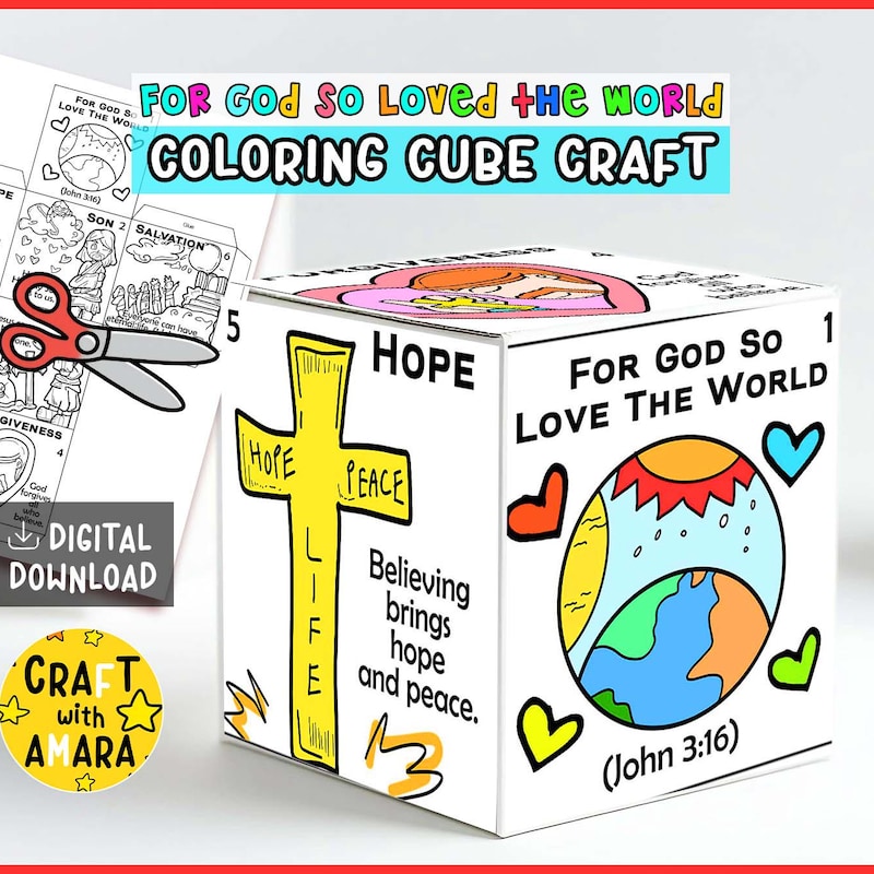 John 3:16 Coloring - Etsy