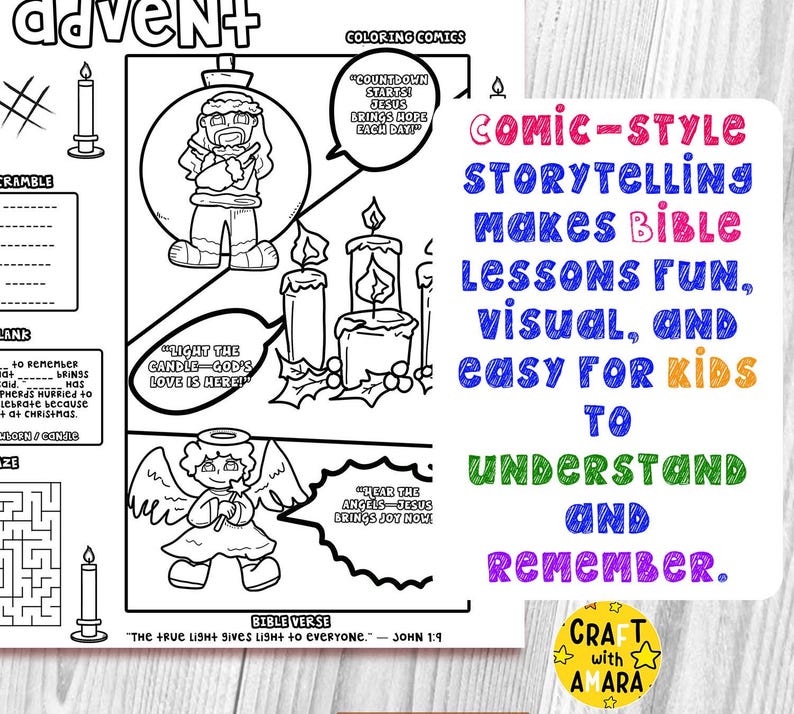 Christmas Advent Activity Placemat: Nativity Advent Bible Story for ...
