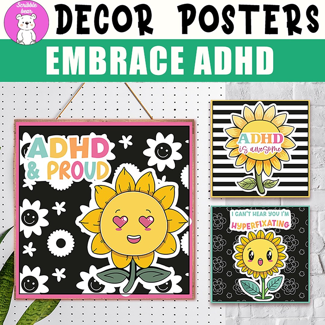 Embrace Neurodiversity ADHD Awareness Posters, Mental Health and ...