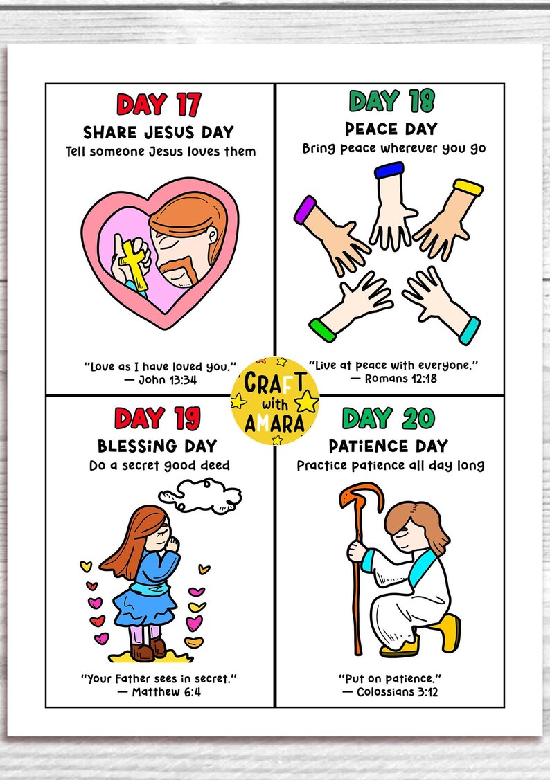 25 Days of Kindness Advent Cards for Kids, Printable Christmas Advent ...