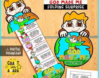 God Made Me Folding Surprise Coloring Craft: Christian Faith, Bible ...