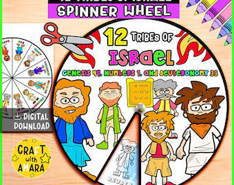 12 Tribes of Israel Spinner Coloring Wheel, Bible Activity, Kids Bible ...