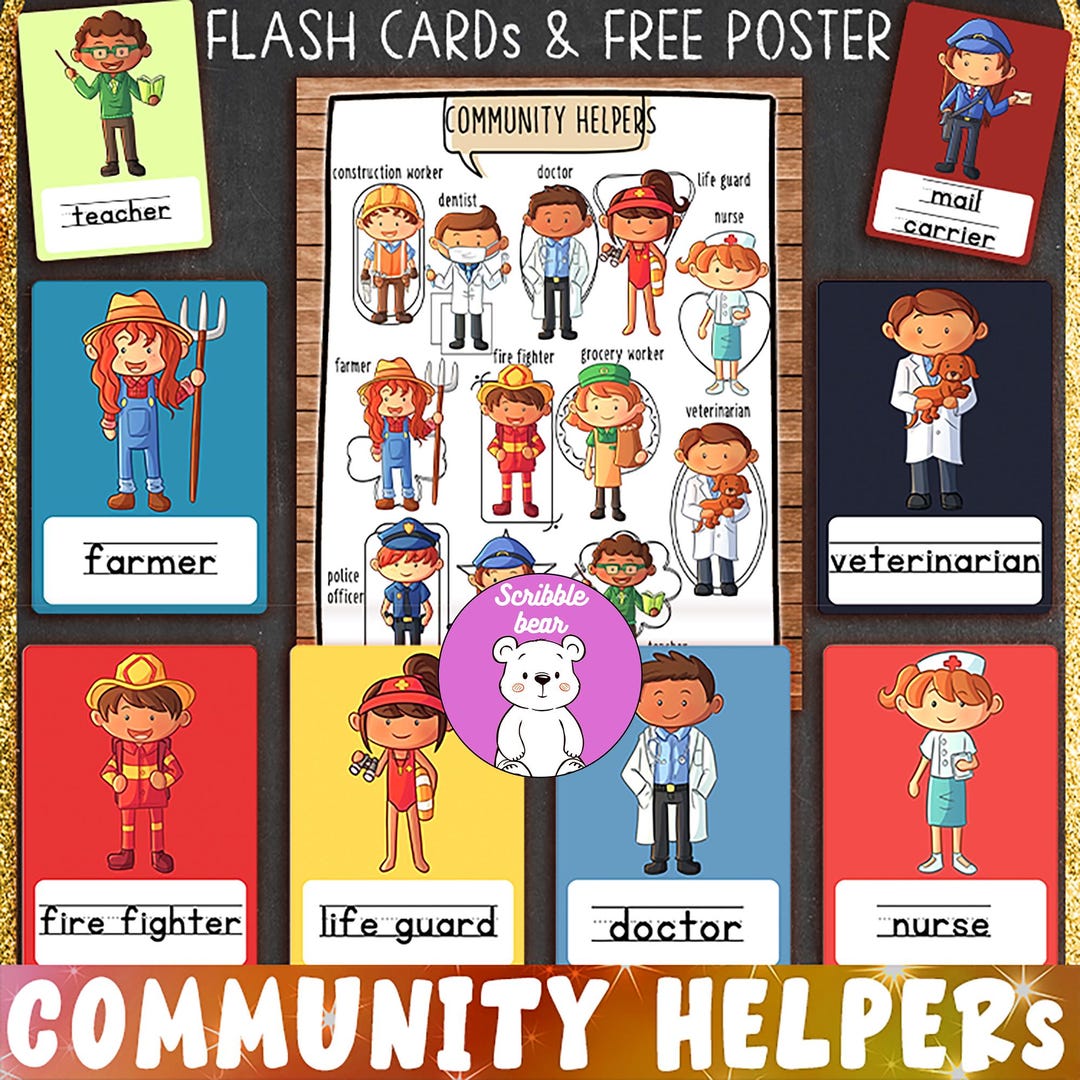 12 Community Helpers Flashcards, Professional Jobs and Occupations ...