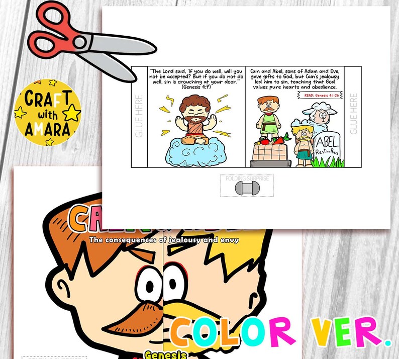 Cain and Abel Easy Coloring Folding Surprise Bible Craft: Bible Lesson ...