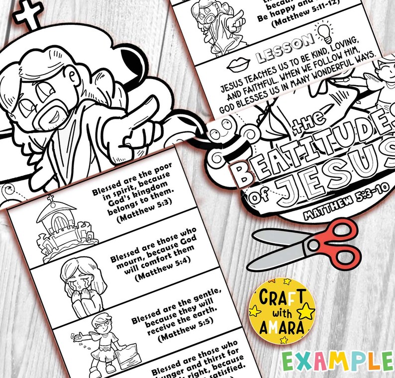 The Beatitudes of Jesus Folding Surprise Bible Craft: Matthew, Sermon ...