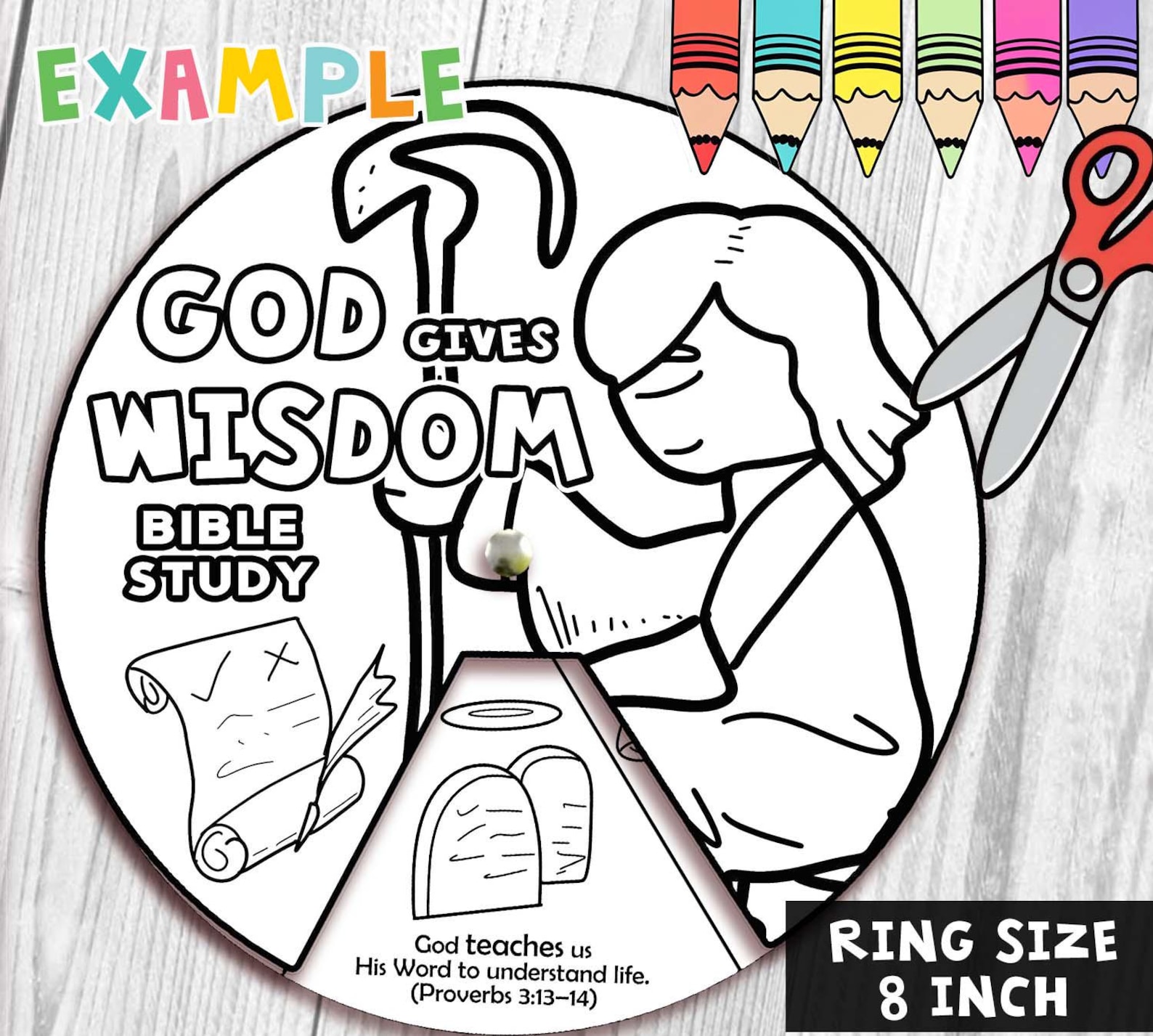 God Gives Wisdom Spinner Coloring Wheel Craft: Christian Faith, Bible ...