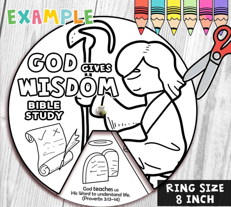 God Gives Wisdom Spinner Coloring Wheel Craft: Christian Faith, Bible Lesson Study Guide Sunday ...