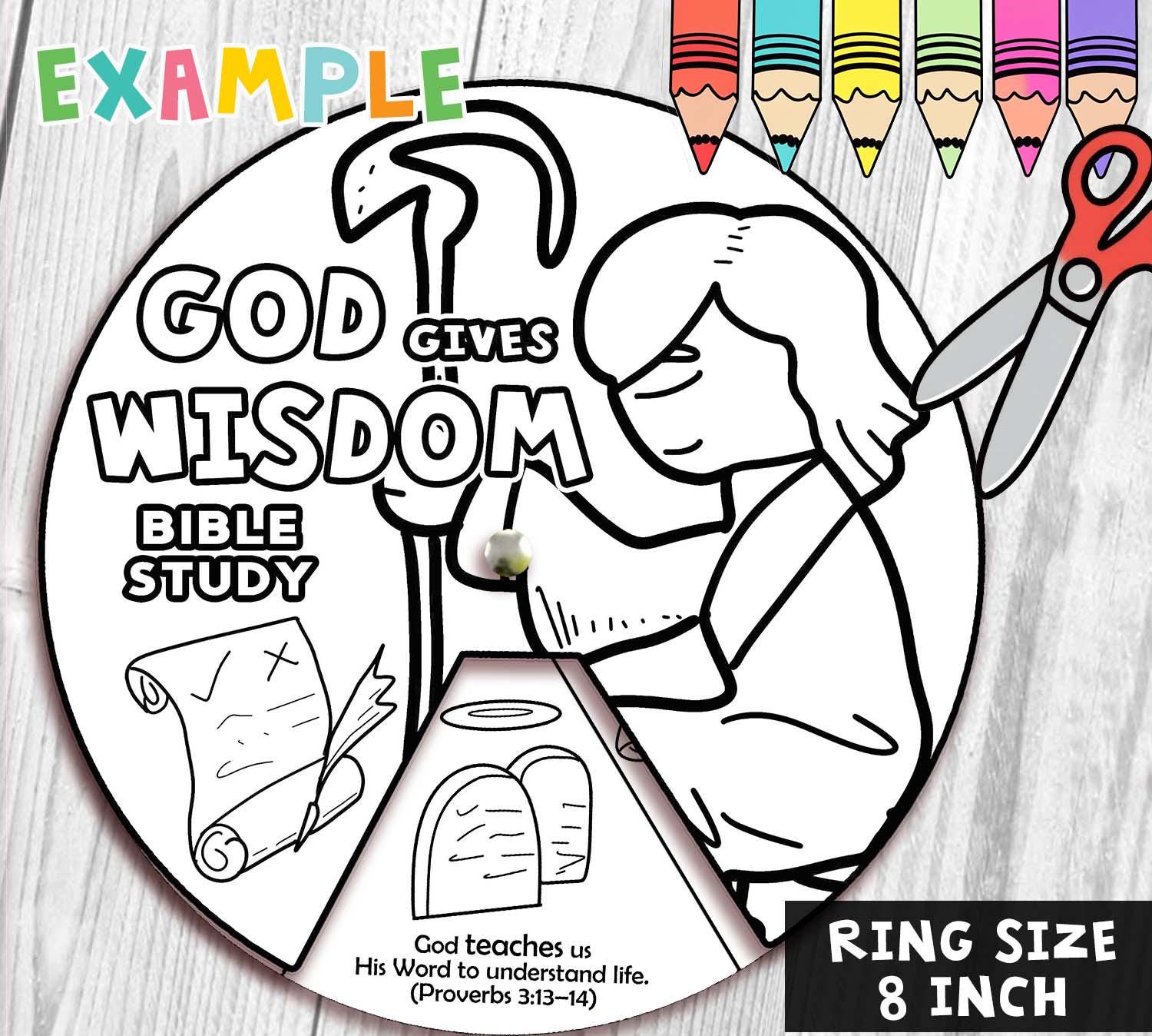 God Gives Wisdom Spinner Coloring Wheel Craft: Christian Faith, Bible ...