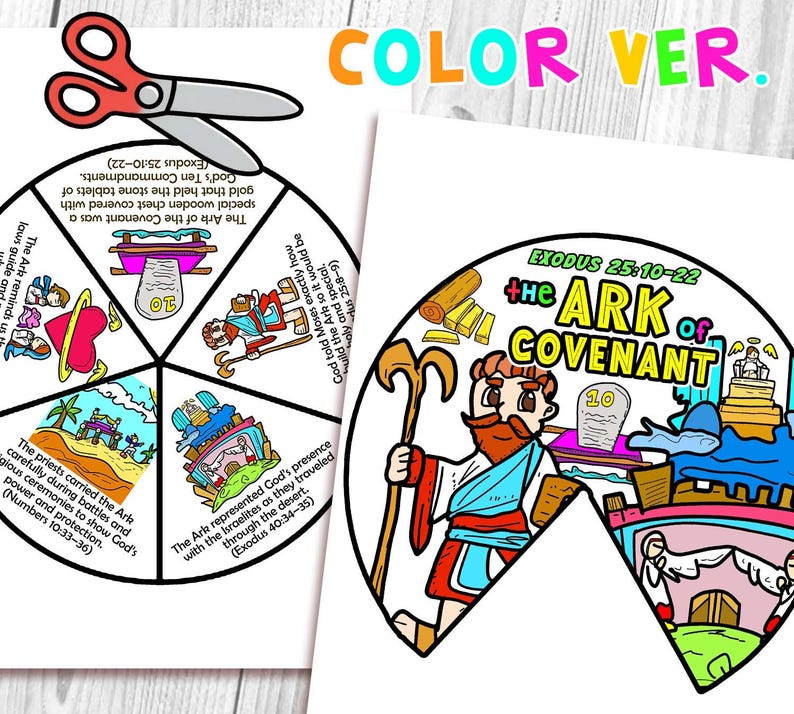 The Ark of the Covenant Spinner Coloring Wheel: Bible Activity for Kids ...
