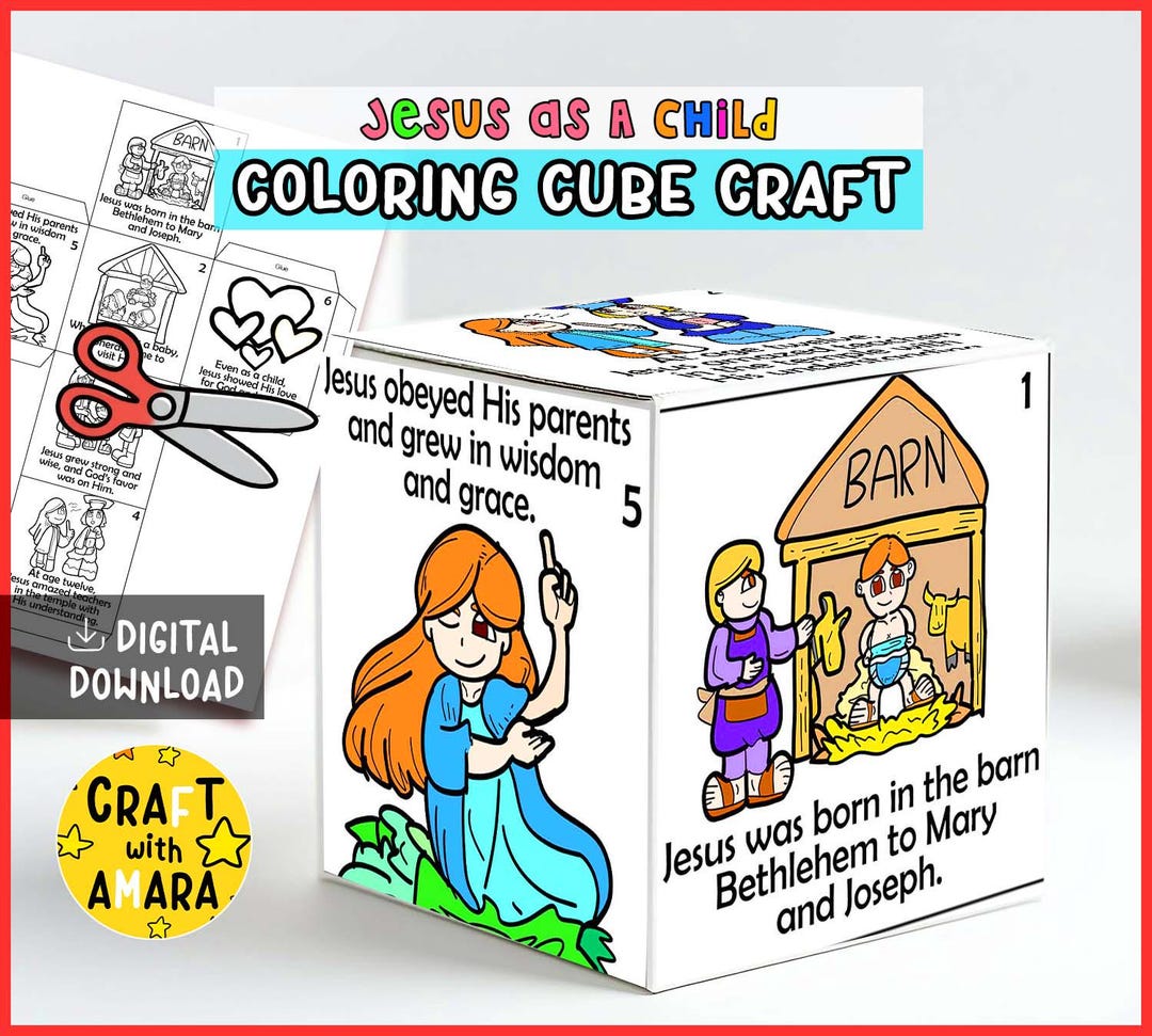 Jesus as a Child Coloring Cube Bible Craft: Memory Games, Children ...