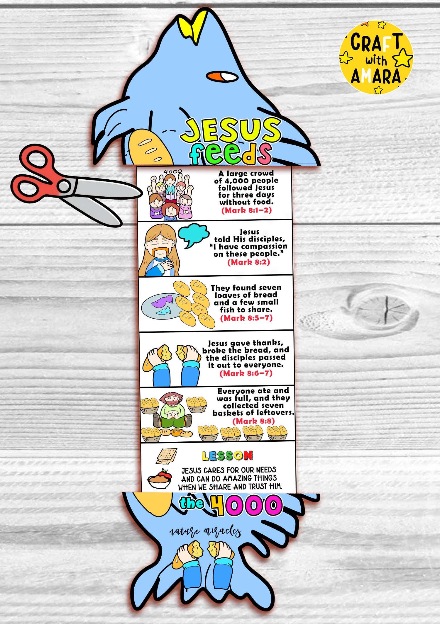 Jesus Feeds the 4000 Folding Surprise Bible Craft: Miracle of Jesus ...