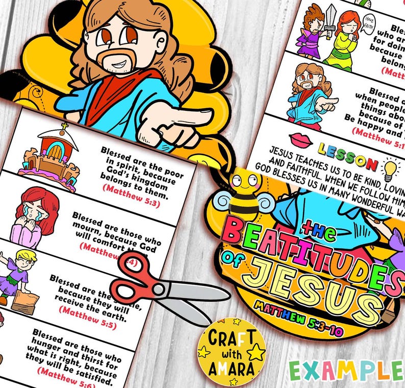 The Beatitudes of Jesus Folding Surprise Bible Craft: Matthew, Sermon ...