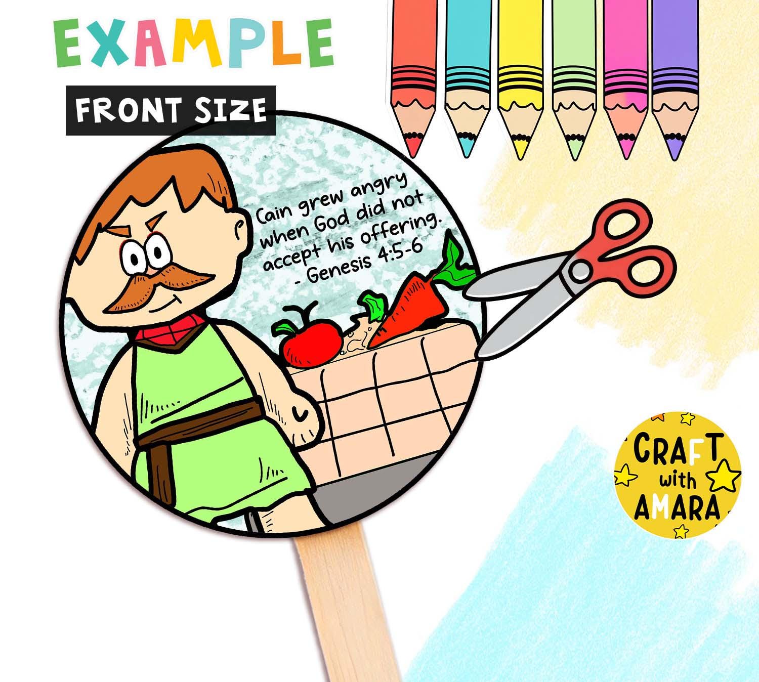 Cain and Abel Fan Craft: Bible Sunday School Lesson Church Coloring ...