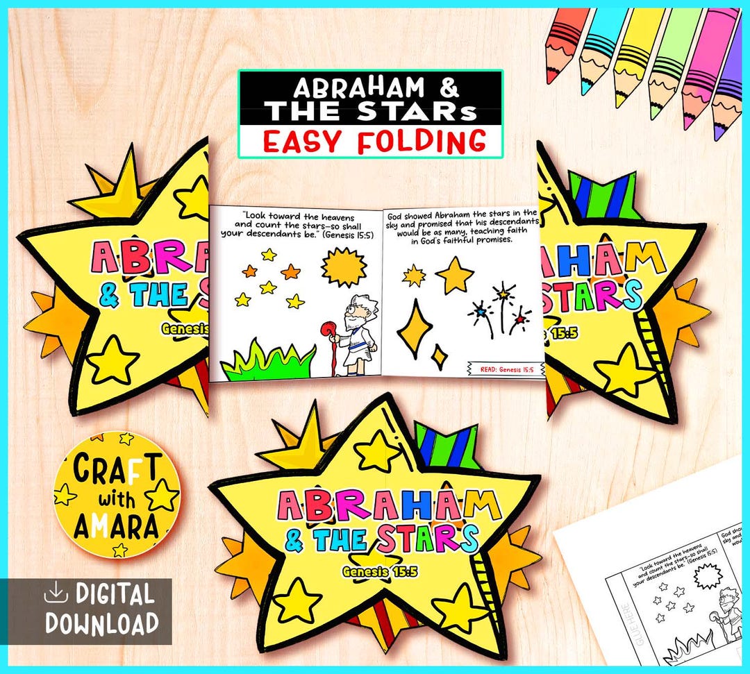 Abraham and the Stars Easy Coloring Folding Surprise Bible Craft ...