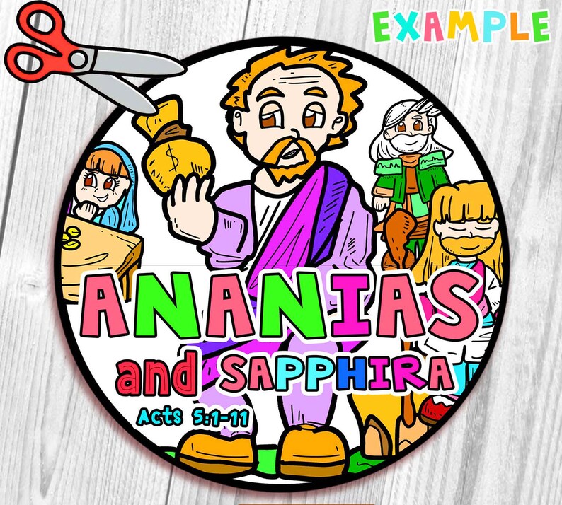 Ananias and Sapphira Folding Surprise Bible Craft, Bible Study Guide ...
