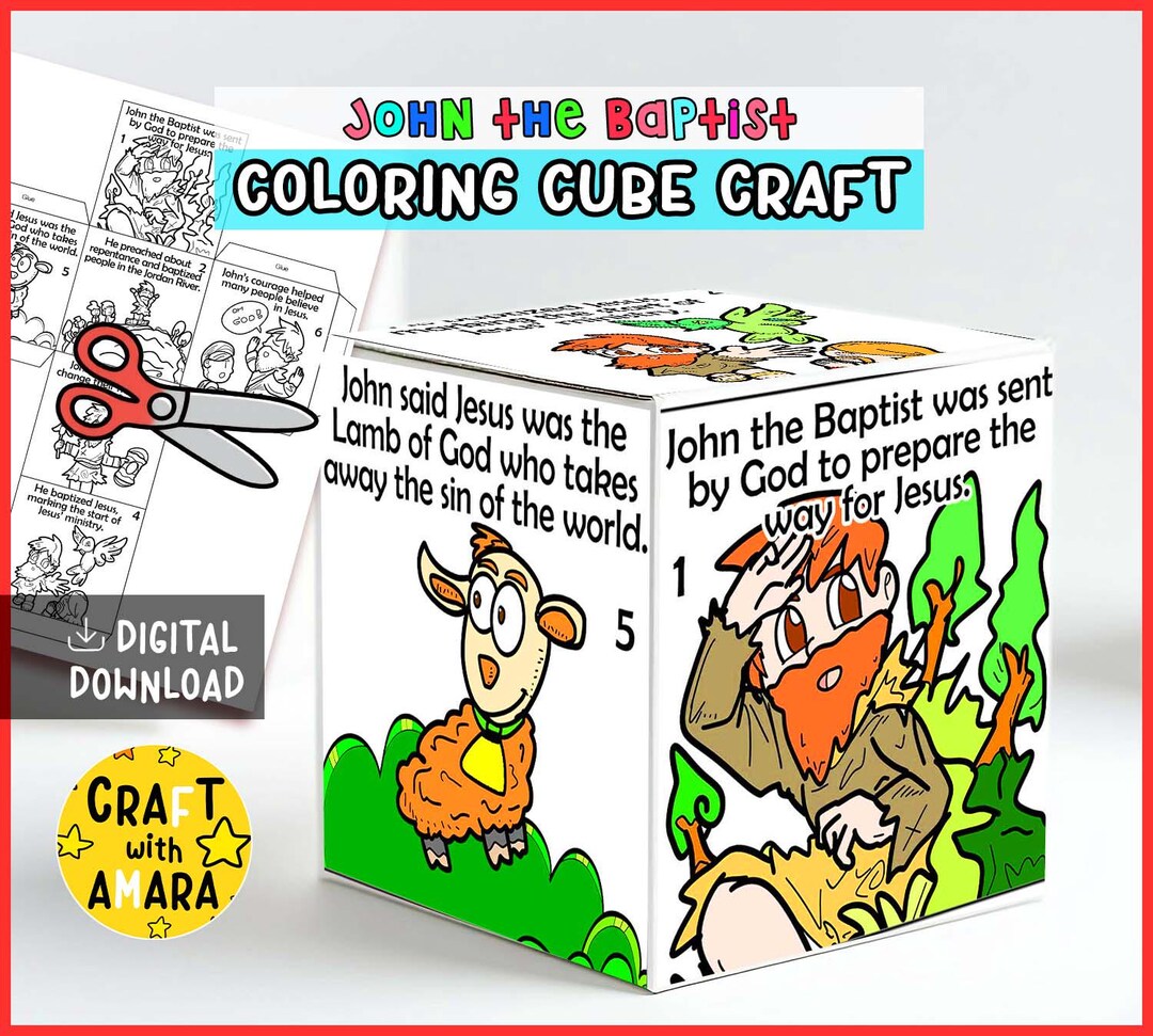 John the Baptist Coloring Cube Bible Craft: Jesus Ministry, Matthew ...