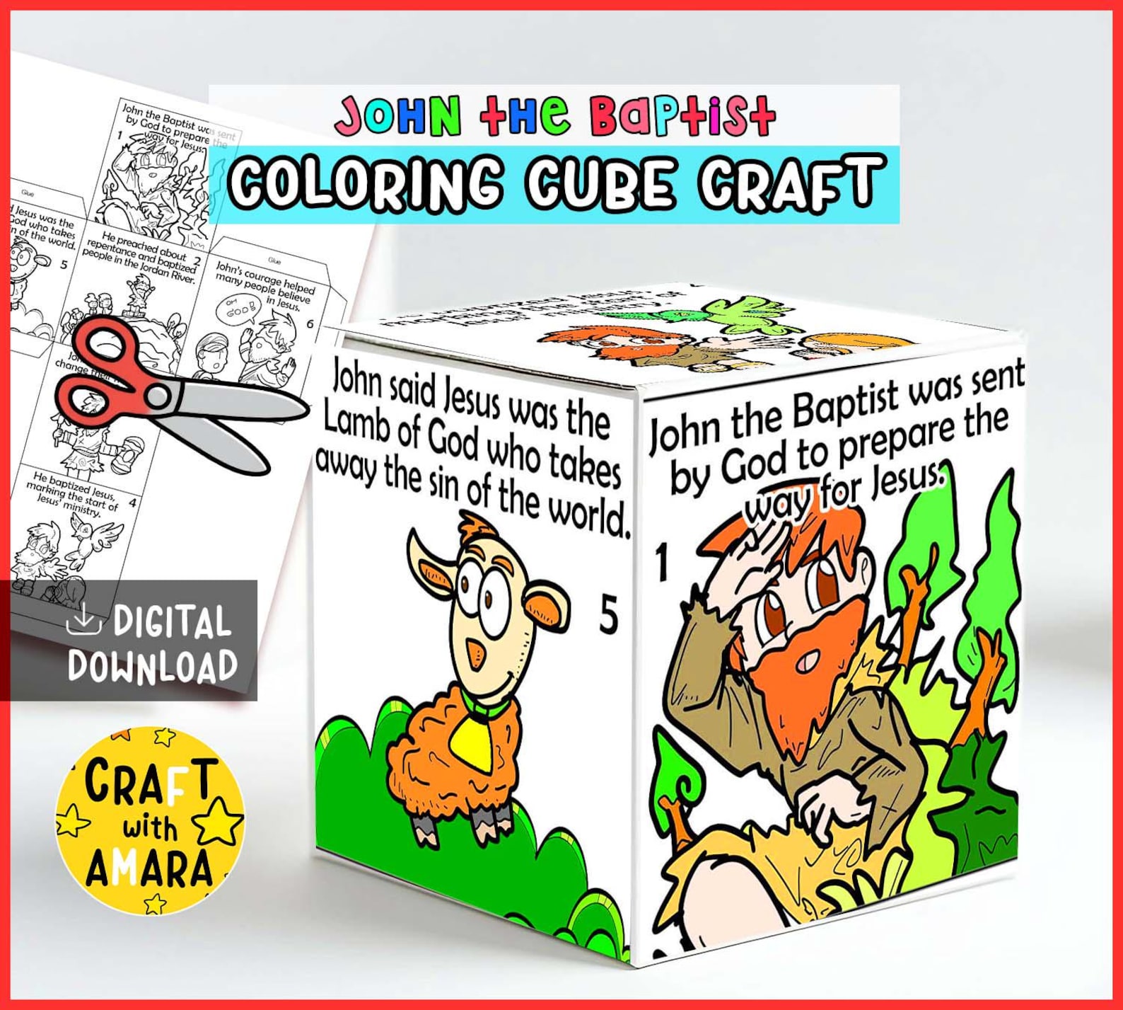 John the Baptist Coloring Cube Bible Craft: Jesus Ministry, Matthew ...