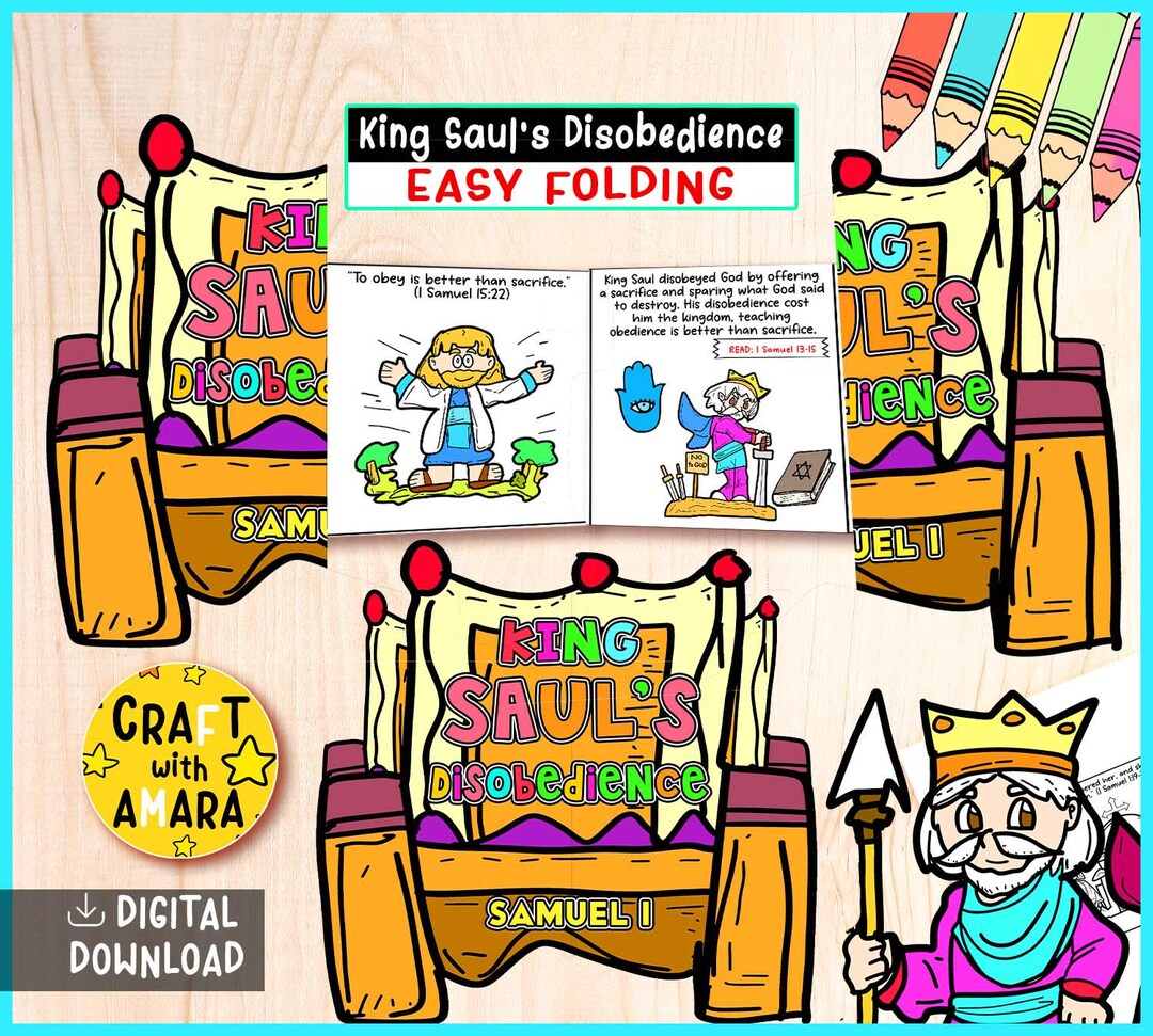 King Saul's Disobedience Easy Coloring Folding Surprise Bible Craft ...