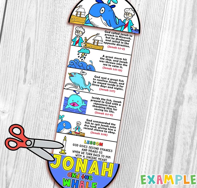 Jonah and the Whale Folding Surprise Bible Craft, Bible Lesson, Sunday School Craft, Church ...