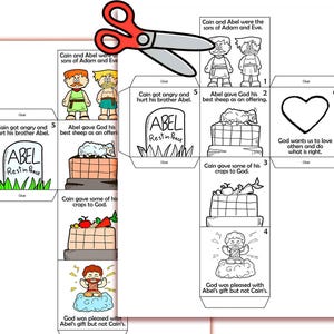 Cain and Abel Coloring Cube Craft, Memory Games, Bible Craft for Kids ...