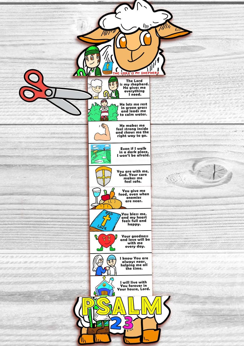 PSALM 23 Folding Surprise Bible Craft: Bible Study Lesson, Sunday ...