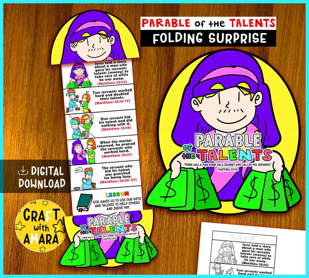 Parable of the Talents Folding Surprise Bible Craft: Children Ministry ...