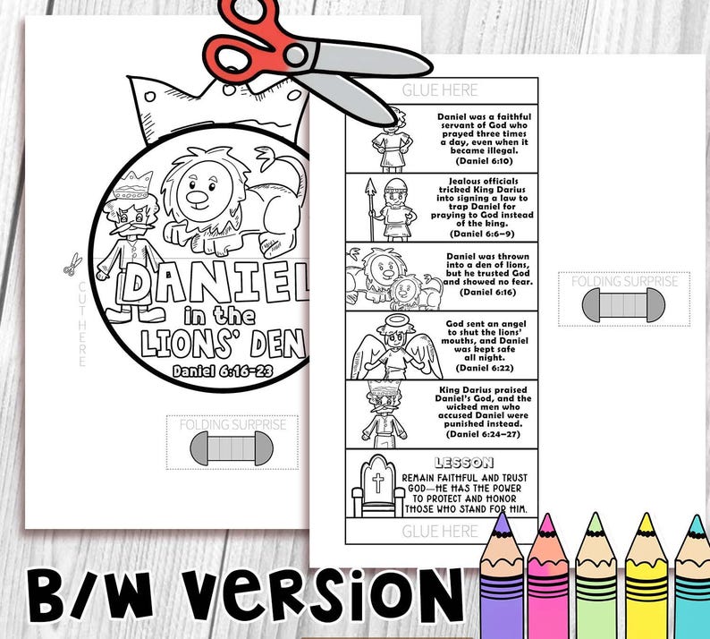 Daniel in the Lions' Den Folding Surprise Bible Craft, Bible Lesson ...