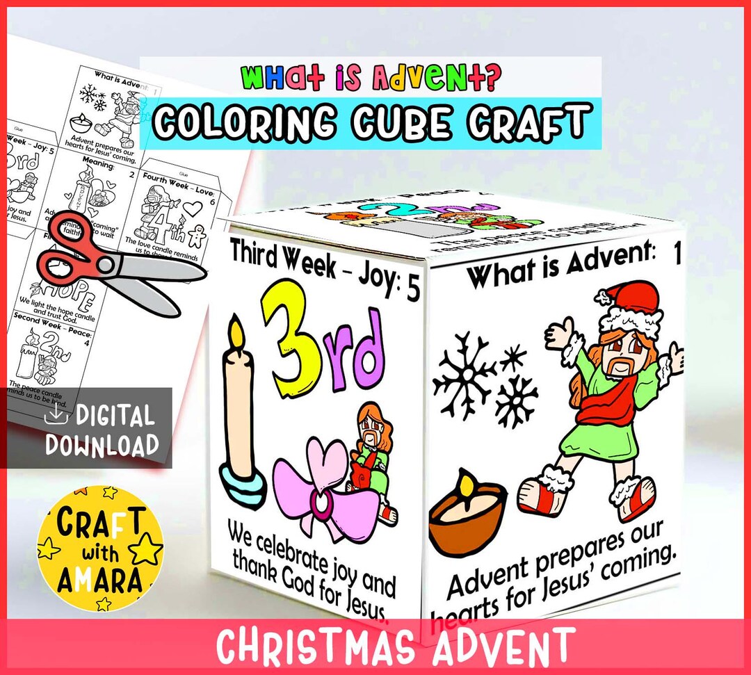 What is Advent? Coloring Cube Craft: Christmas Advent Bible Christian ...