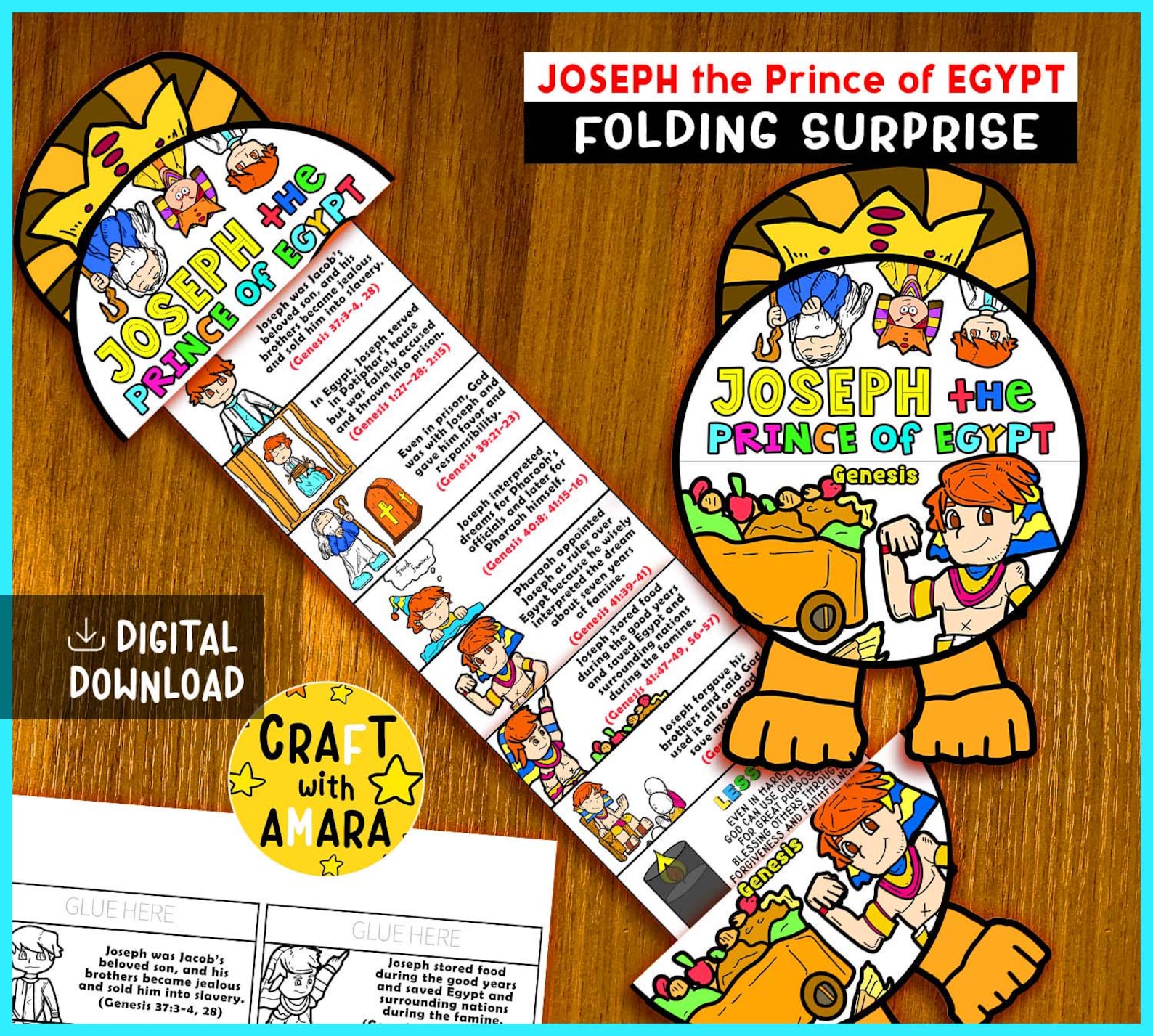 Joseph the Prince of Egypt Folding Surprise Bible Craft, Bible Story ...
