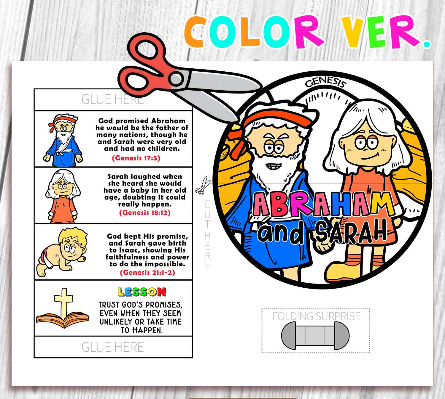 Abraham and Sarah Folding Surprise Bible Craft, Bible Lesson, Sunday ...