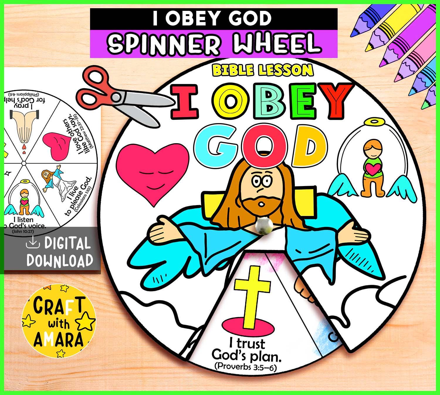 I Obey God Spinner Coloring Wheel, Bible Activity, Identity in Christ ...