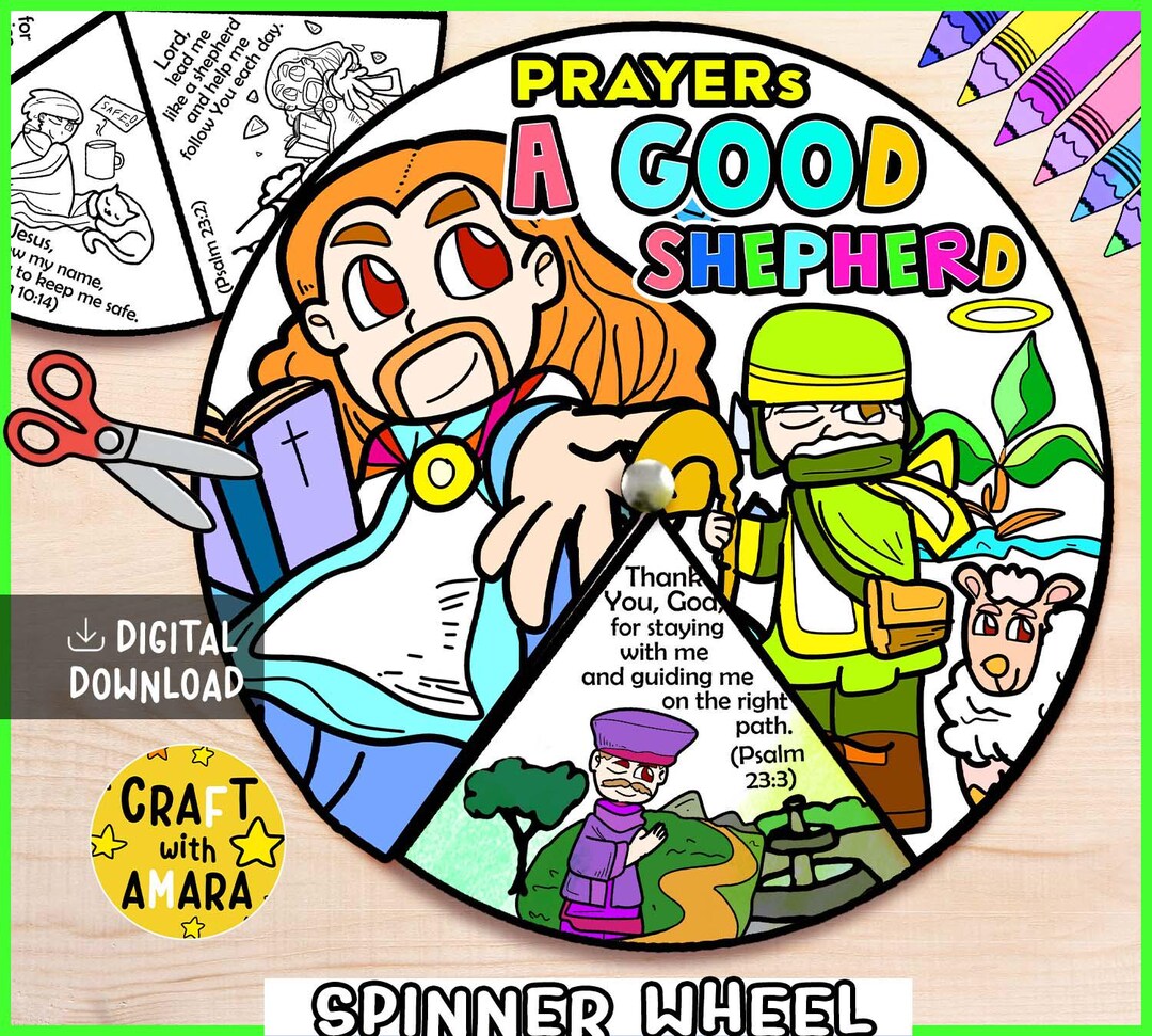 A Good Shepherd Prayers Spinner Coloring Wheel Craft: Jesus as the Good ...