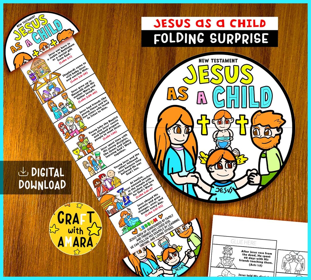 Jesus as a Child Folding Surprise Bible Craft: Children Ministry Lesson ...