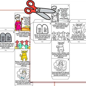 Moses and the Golden Calf Coloring Cube Craft, Memory Games, Bible ...