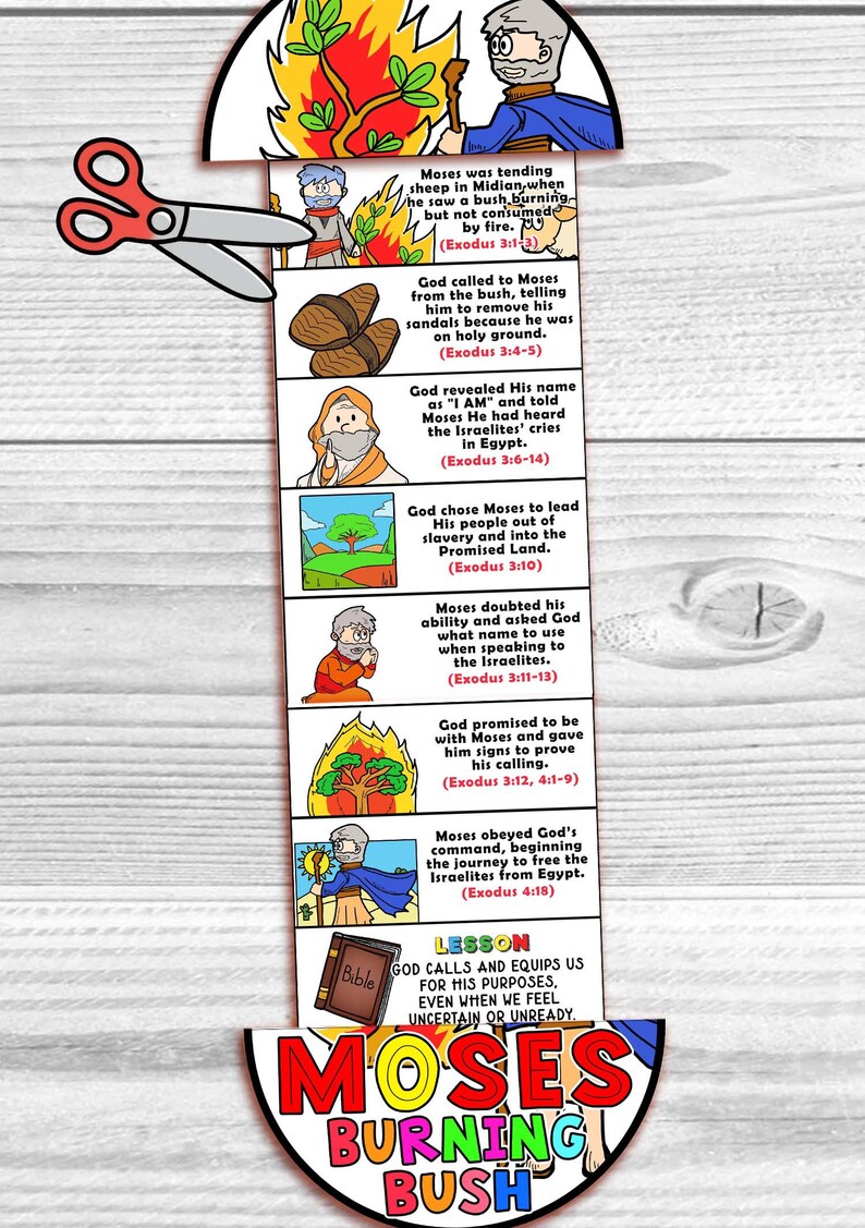 Moses and Burning Bush Folding Surprise Bible Craft: Bible Lesson Study ...