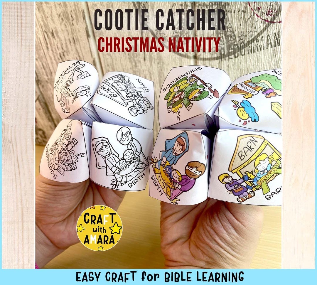 Christmas Nativity Coloring Cootie Catcher: Bible Sunday School Craft ...