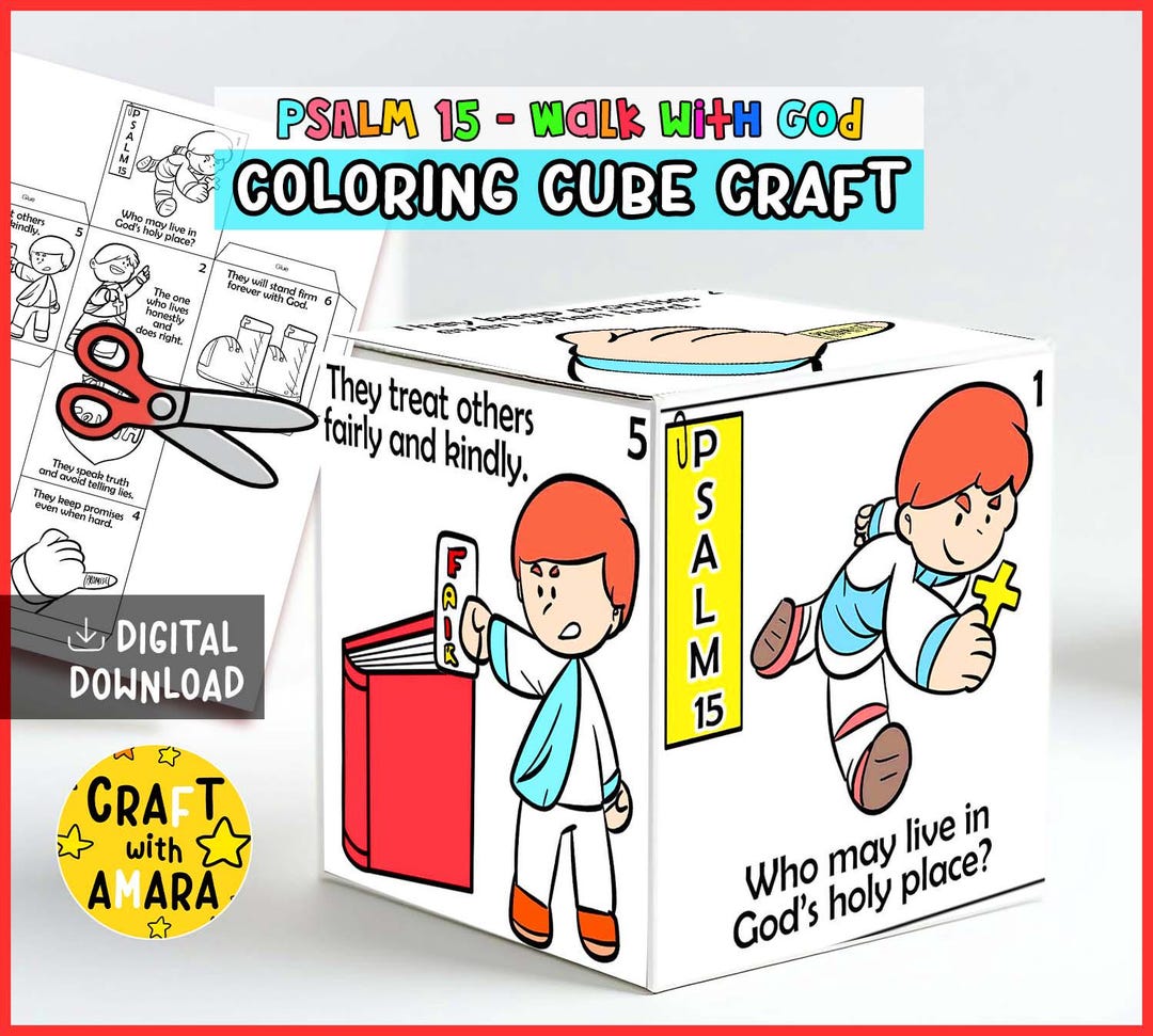 PSALM 15 - Walk With God Cube Coloring Bible Craft, Christian Bible ...