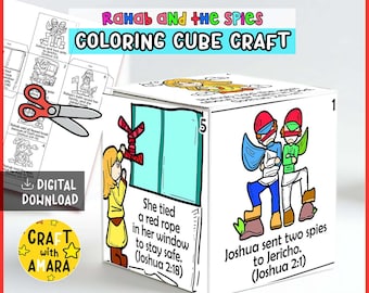 Rahab and the Spies Coloring Cube Craft: Memory Games, Bible Study ...