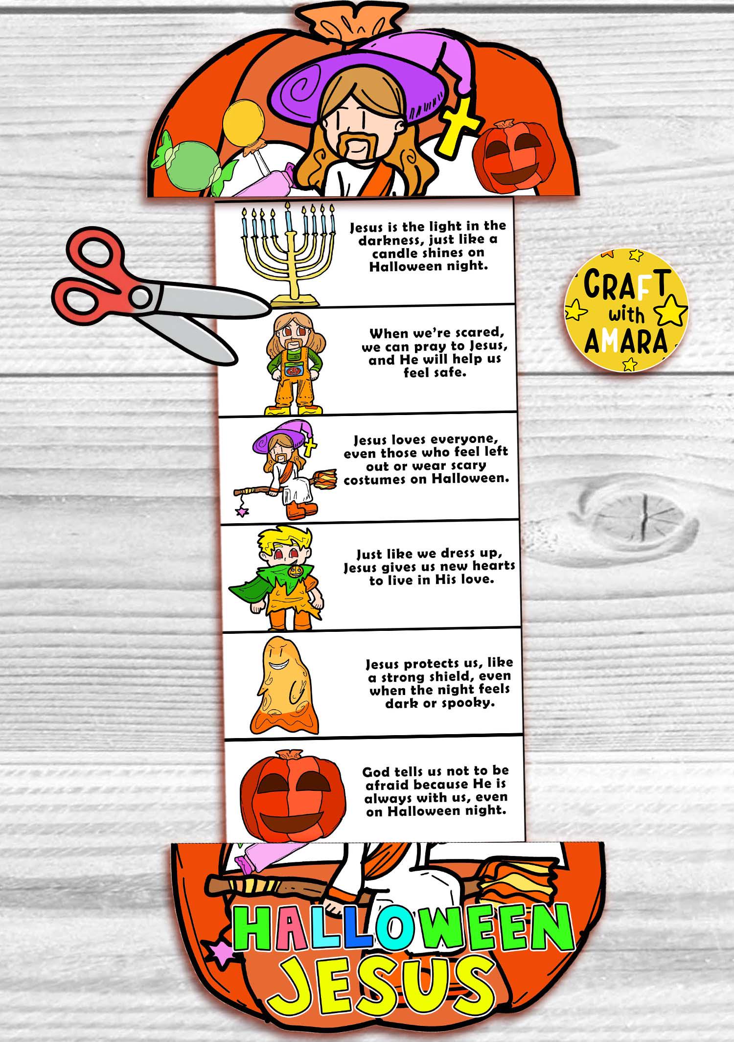 HALLOWEEN Jesus Folding Surprise Coloring Craft: Jesus Loves Us, Bible ...