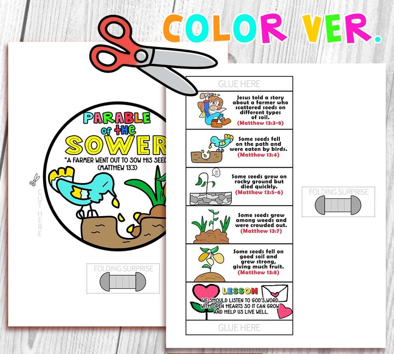 Parable of the Sower Folding Surprise Bible Craft: Children Ministry ...