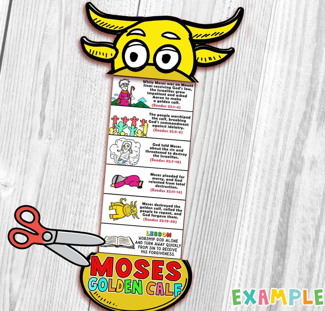 Moses and the Golden Calf Folding Surprise Bible Craft, Bible Lesson ...