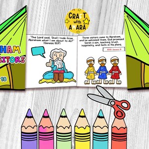 Abraham and 3 Visitors Easy Coloring Folding Surprise Bible Craft ...