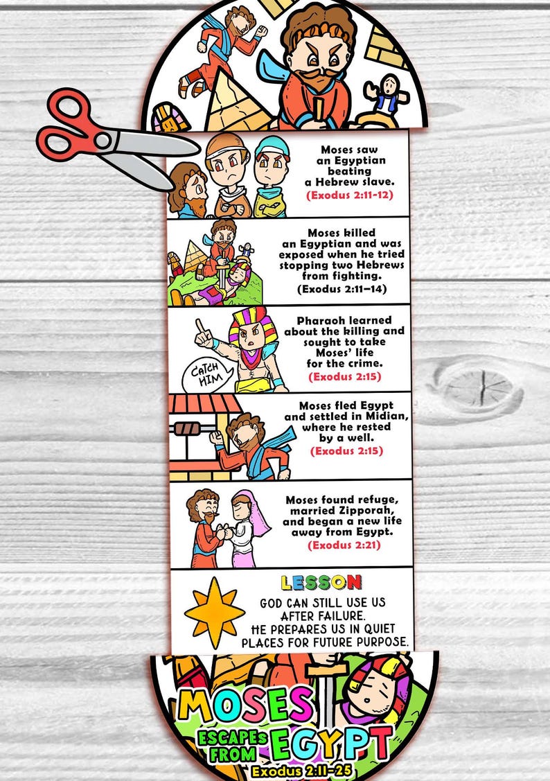 Moses Escapes From Egypt Folding Surprise Craft: Bible Study Lesson ...