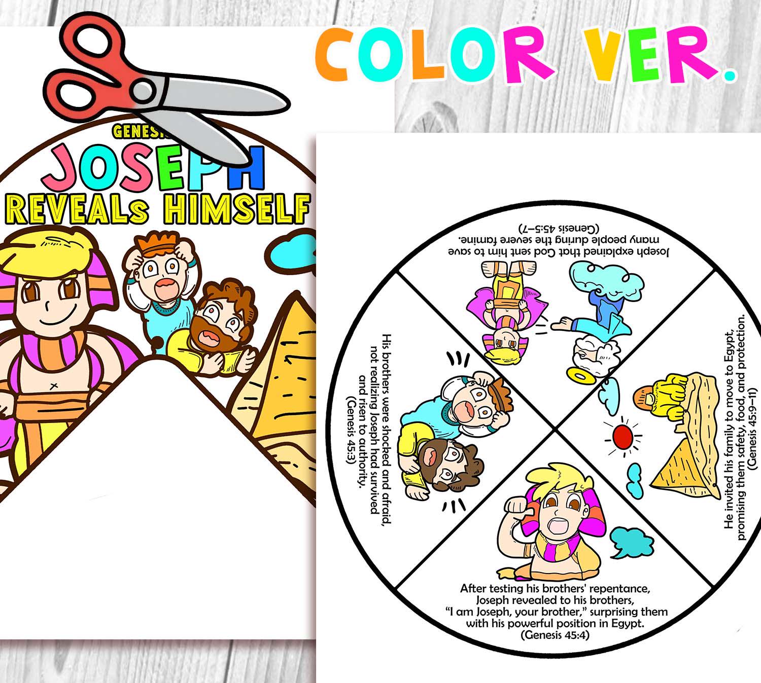 Joseph Reveals Himself Spinner Coloring Wheel: Bible Lesson Activity ...
