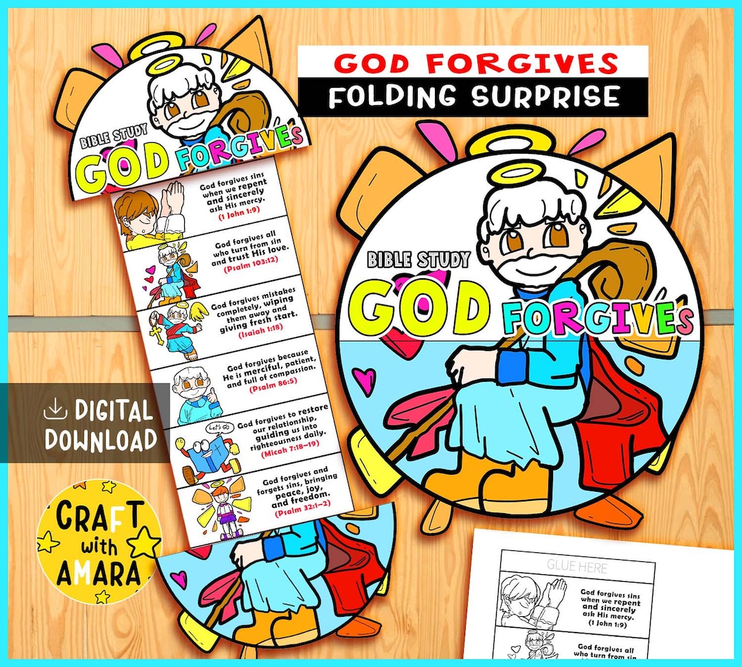 God Forgives Folding Surprise Coloring Craft: Christian Faith, Bible ...